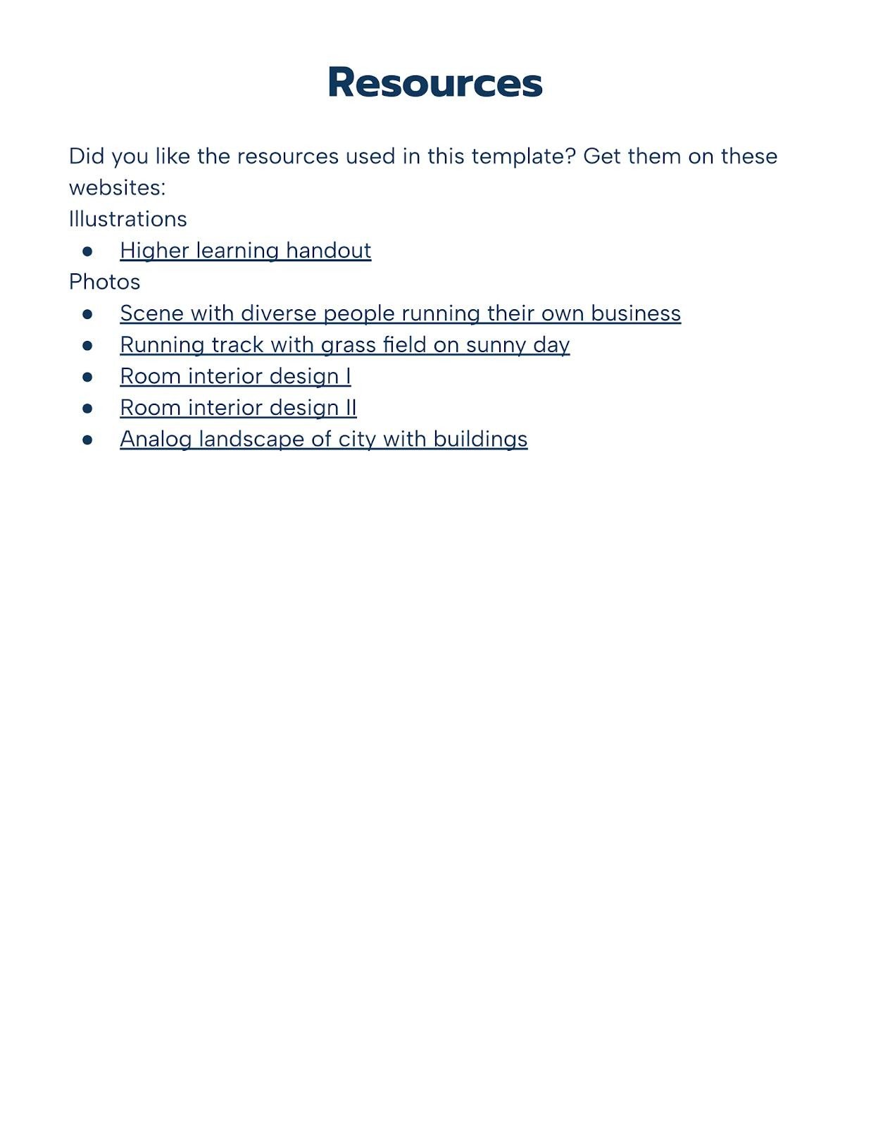 Higher Learning Handout Template