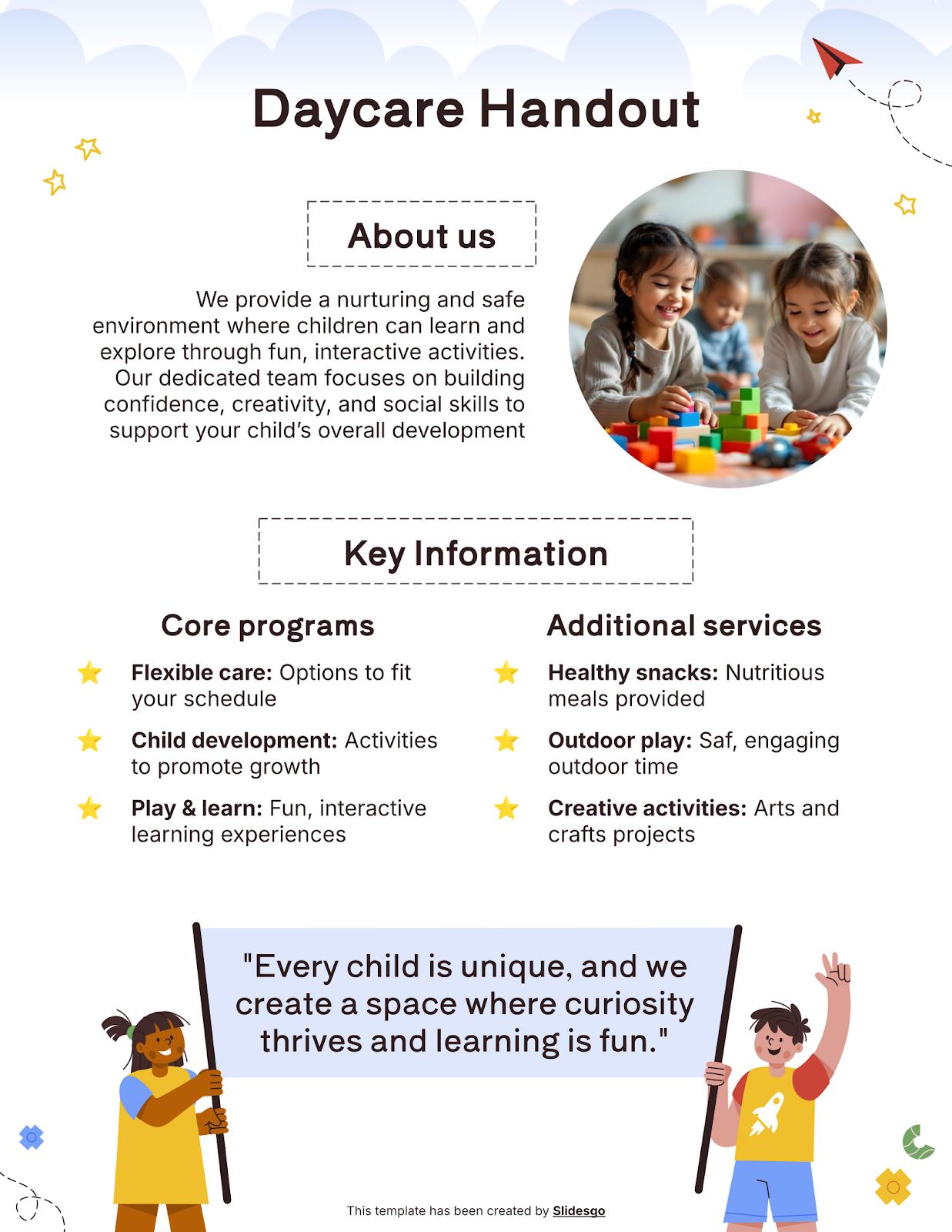 Daycare Handout Template