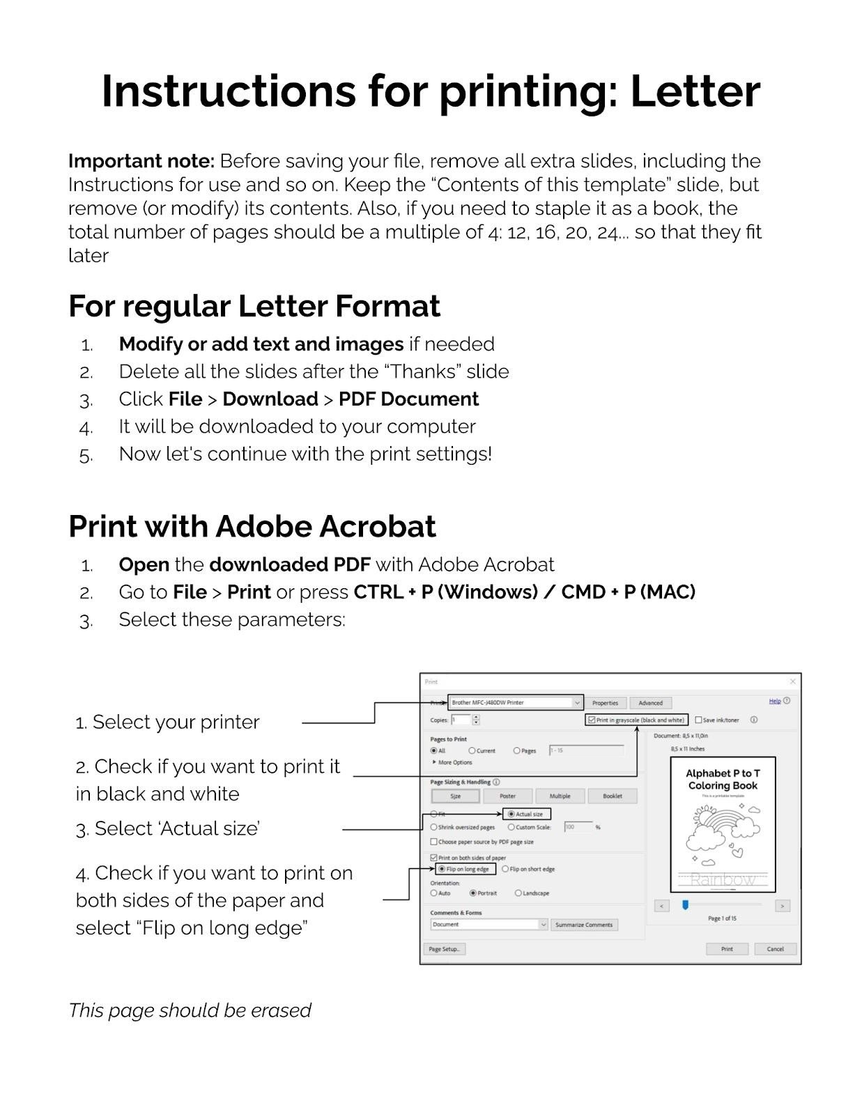 Alphabet P to T Coloring Book Template