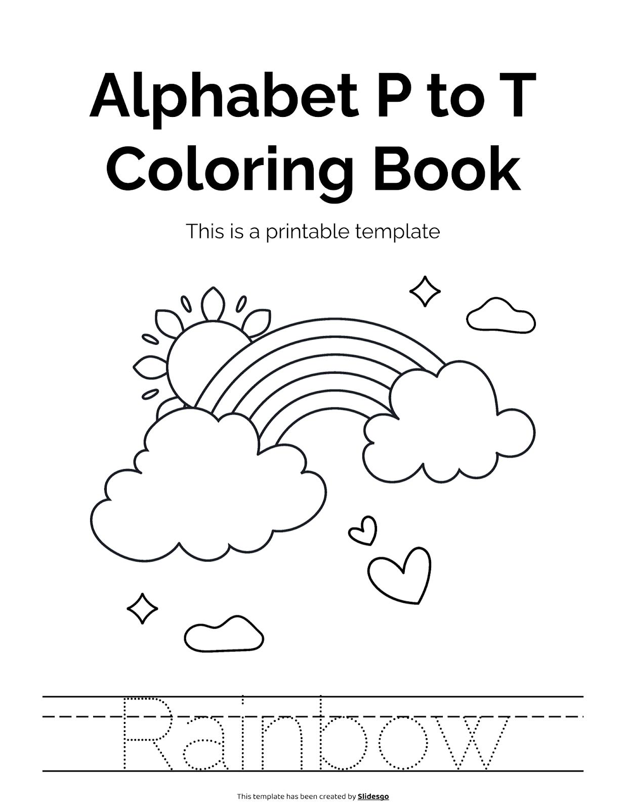 Alphabet P to T Coloring Book Template