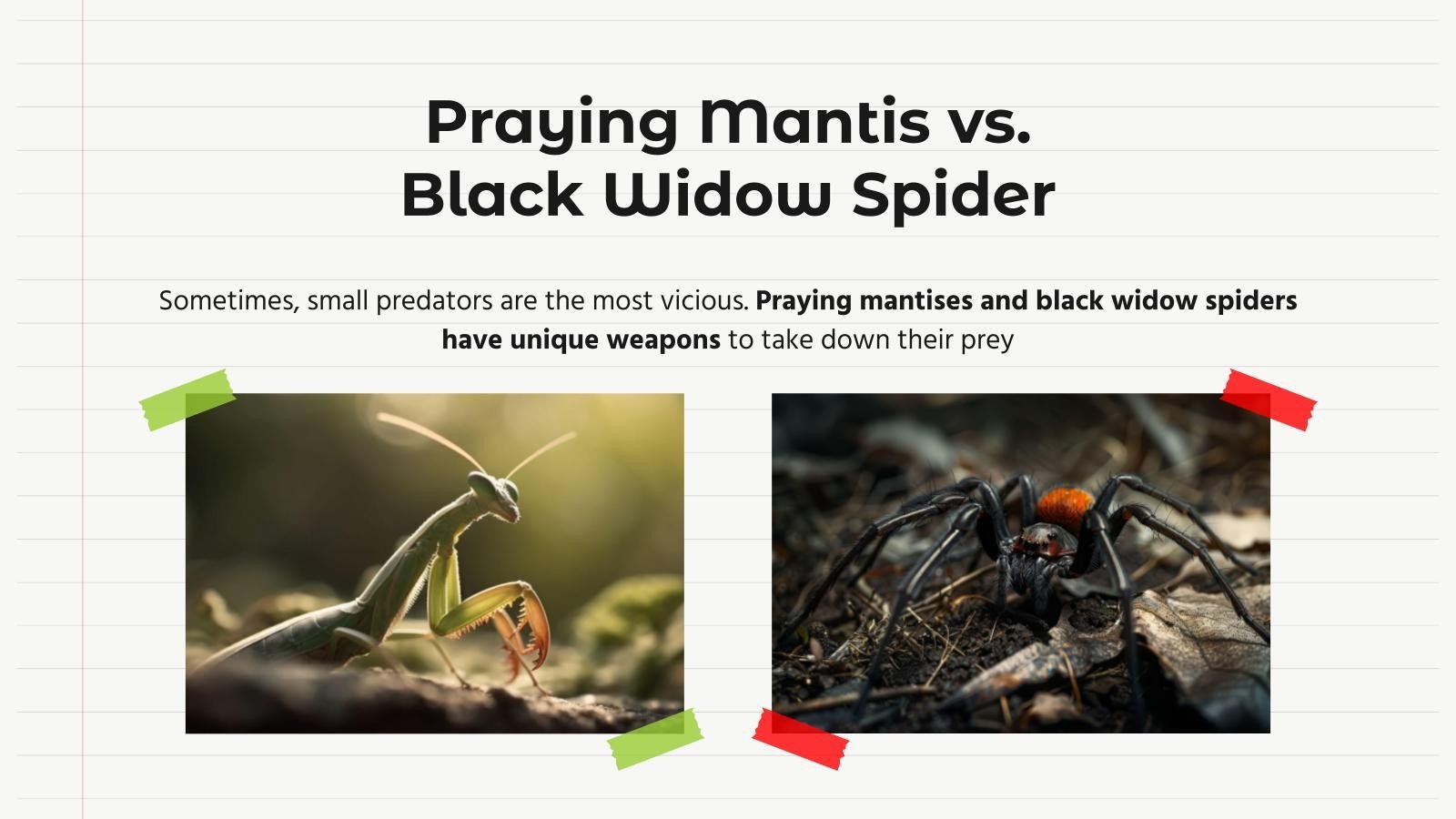 Animal Comparisons: Praying Mantis vs. Black Widow Spider