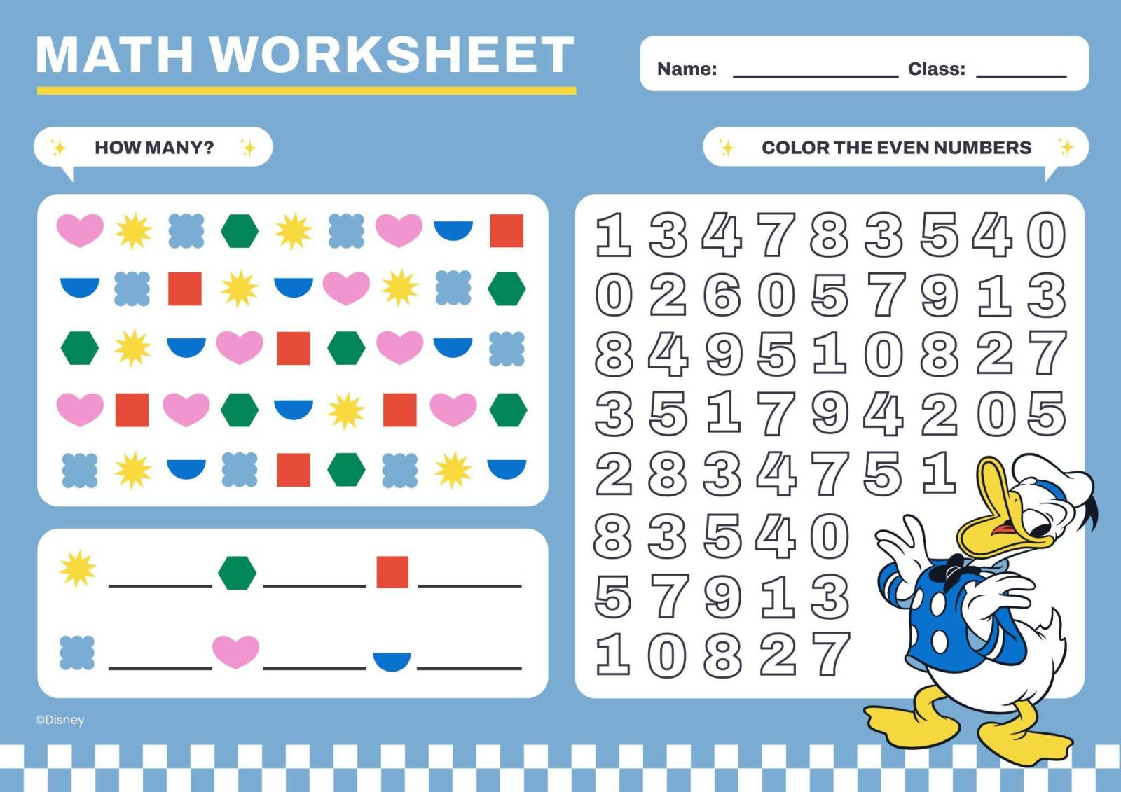 Donald Duck Math Worksheet Presentation