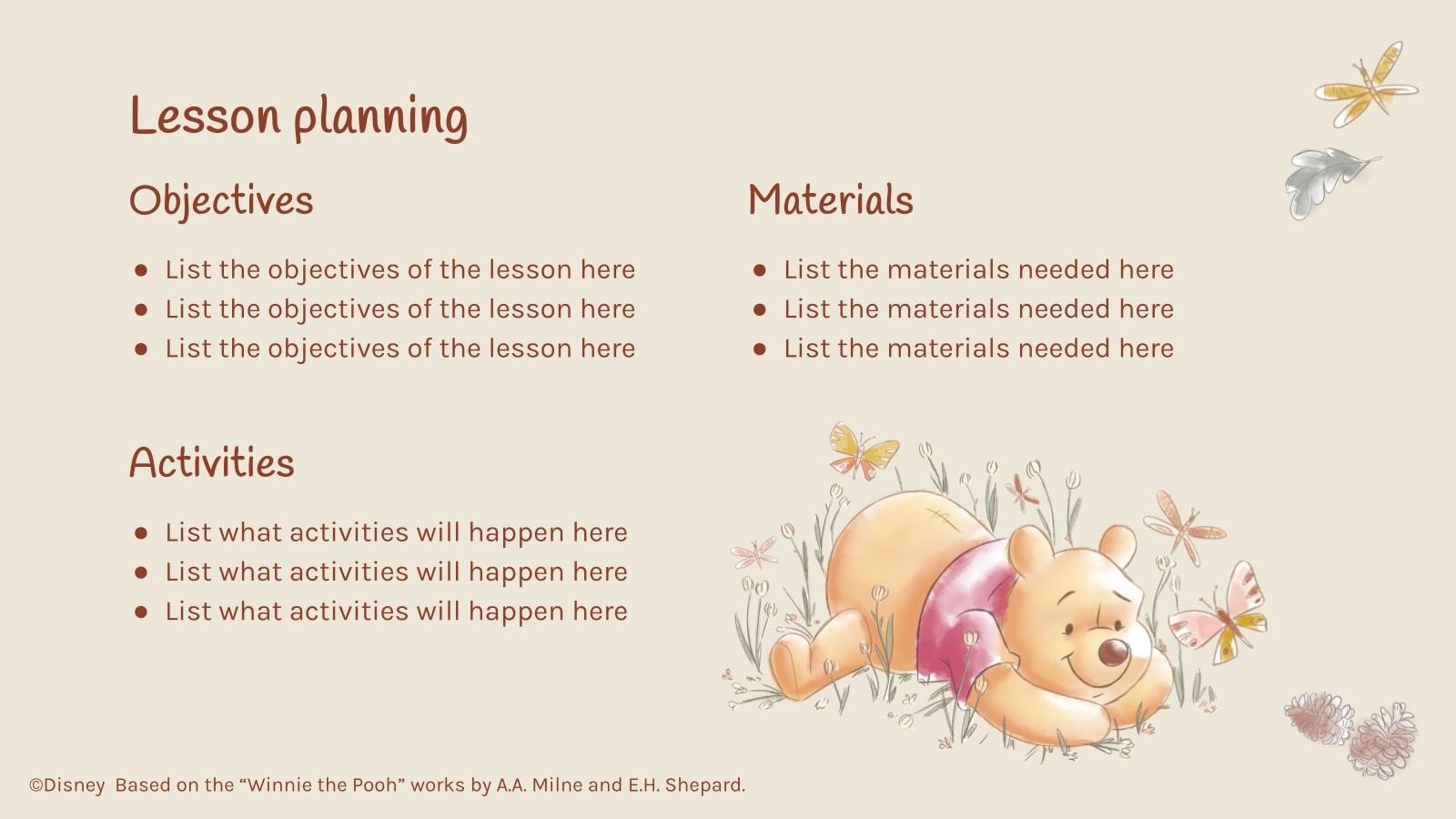Winnie the Pooh Lesson Plan Presentation