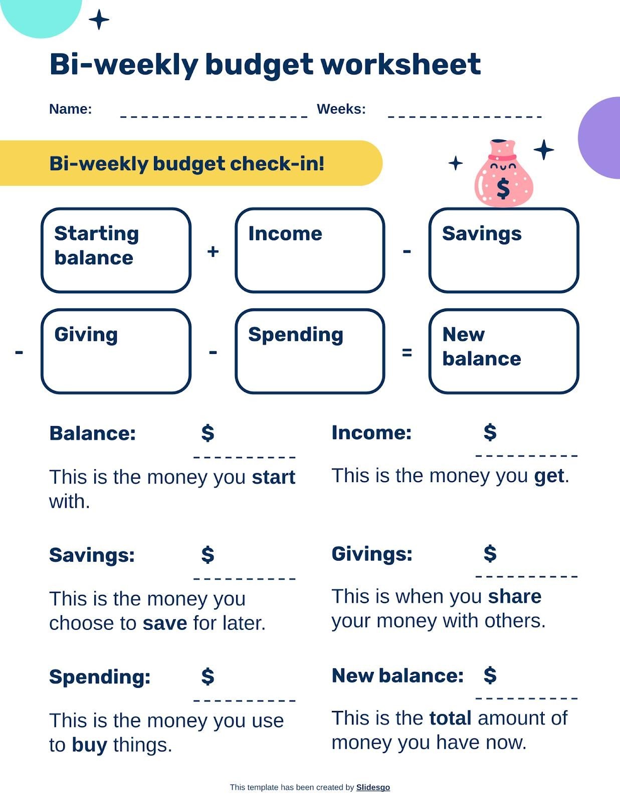 Bi-Weekly Budget Worksheet Template Template