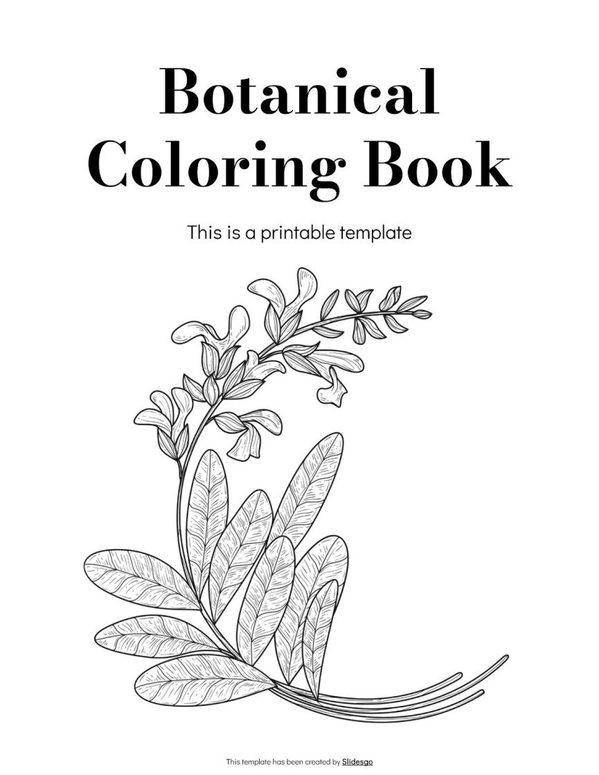 Botanical Coloring Book Template