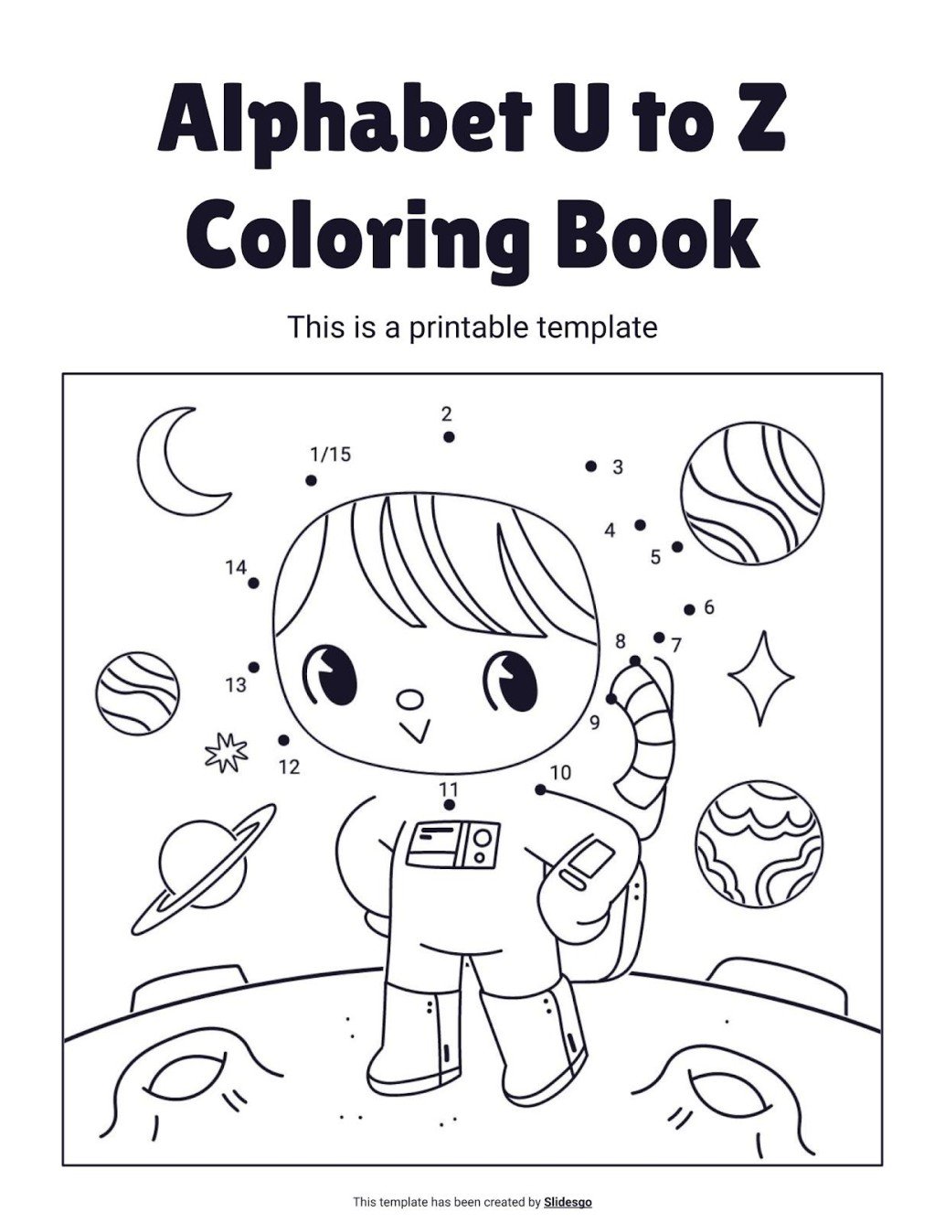 Alphabet U to Z Coloring Book Template