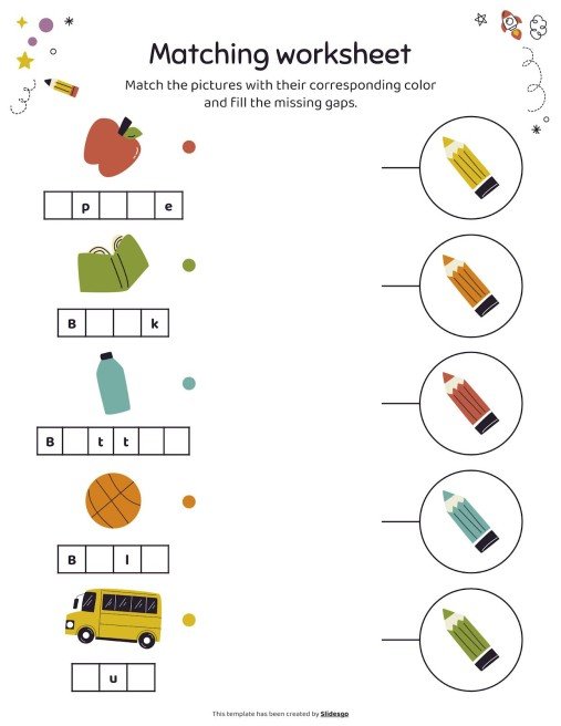 Matching Worksheet Template