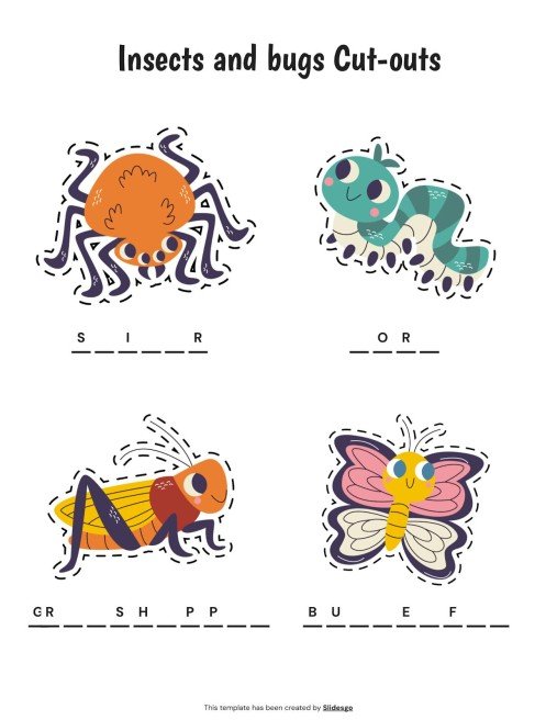 Insects and Bugs Cut-outs Template