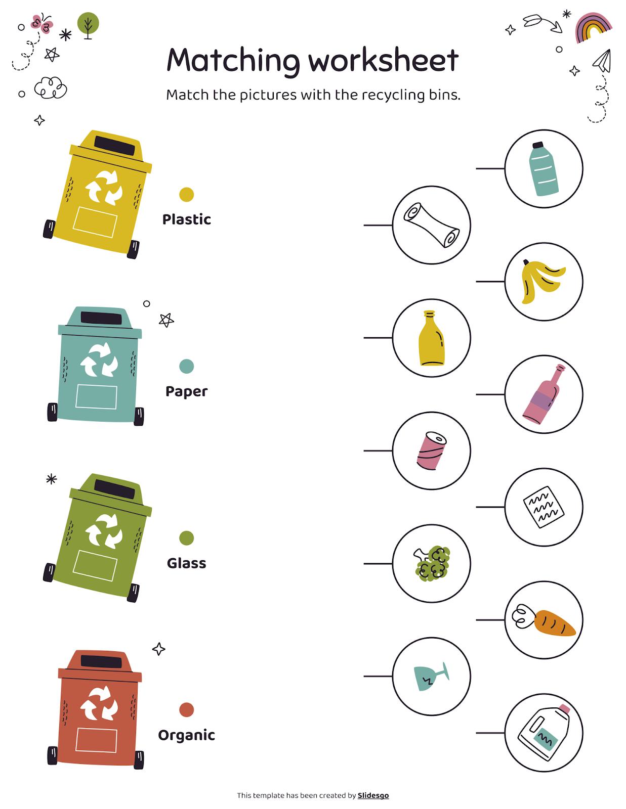 Matching Worksheet Template