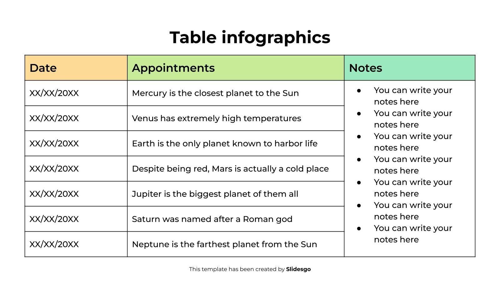 Table Infographics Presentation