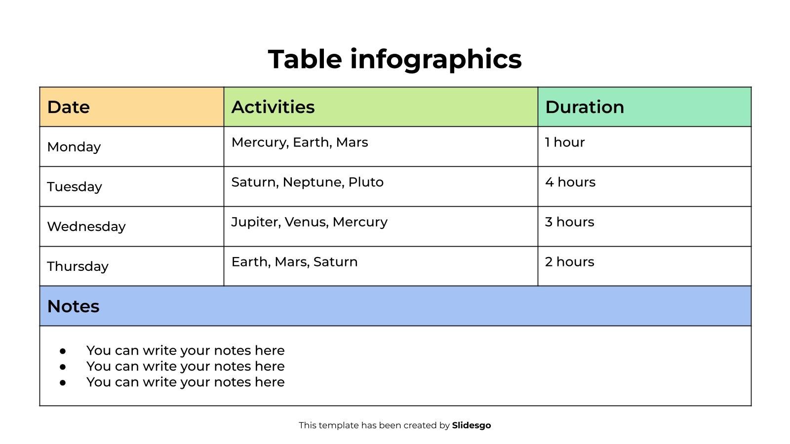 Table Infographics Presentation