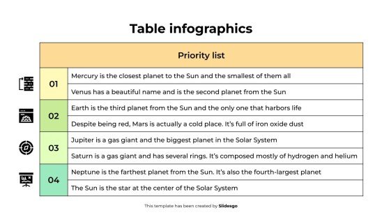Table Infographics Presentation