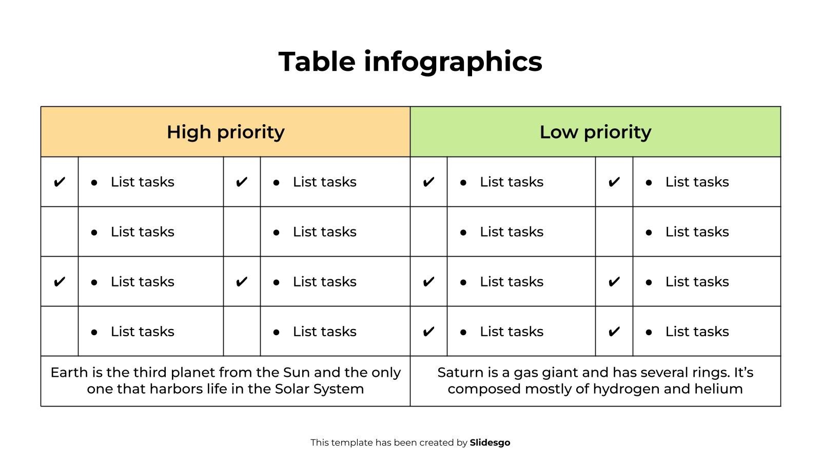 Table Infographics Presentation