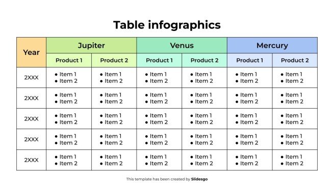 Table Infographics Presentation