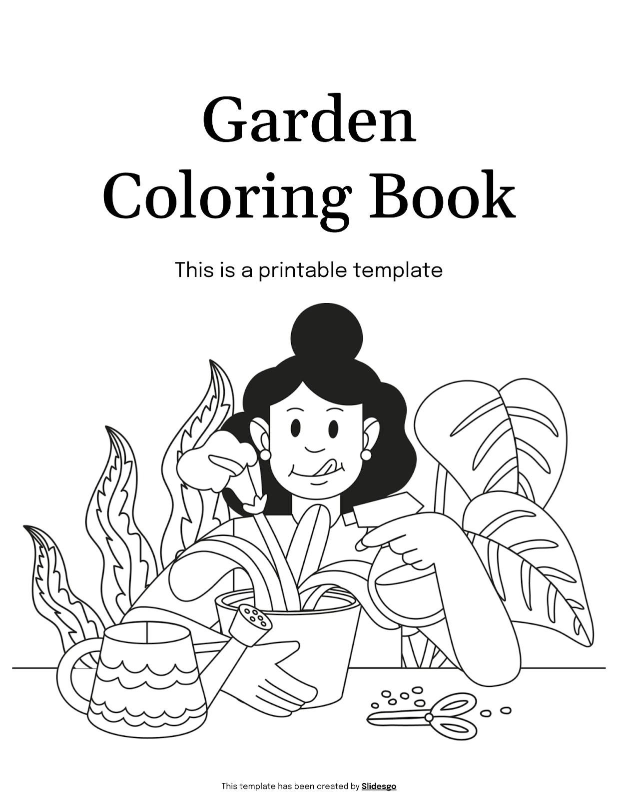 Garden Coloring Book Template