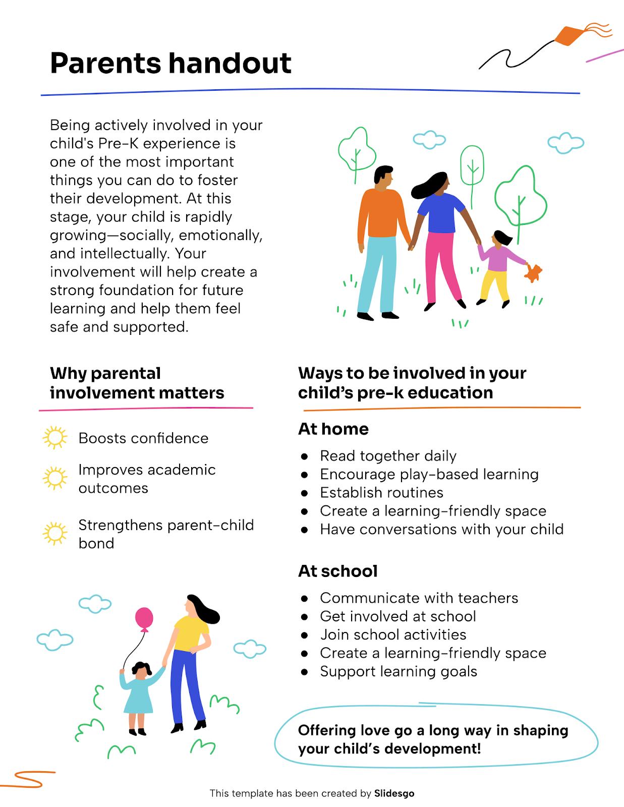 Parents Handout Template