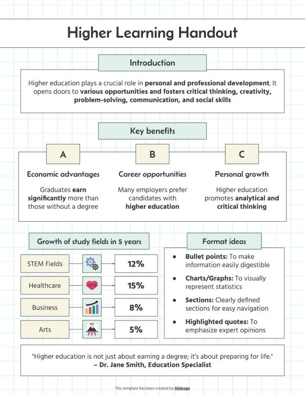 Higher Learning Handout Presentation