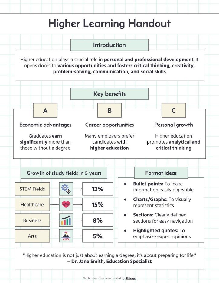 Higher Learning Handout Presentation