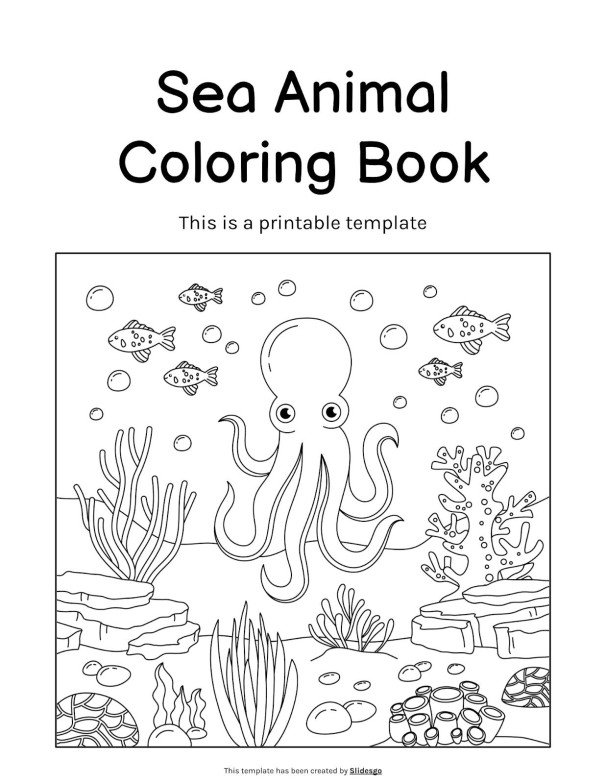 Sea Animal Coloring Book Template