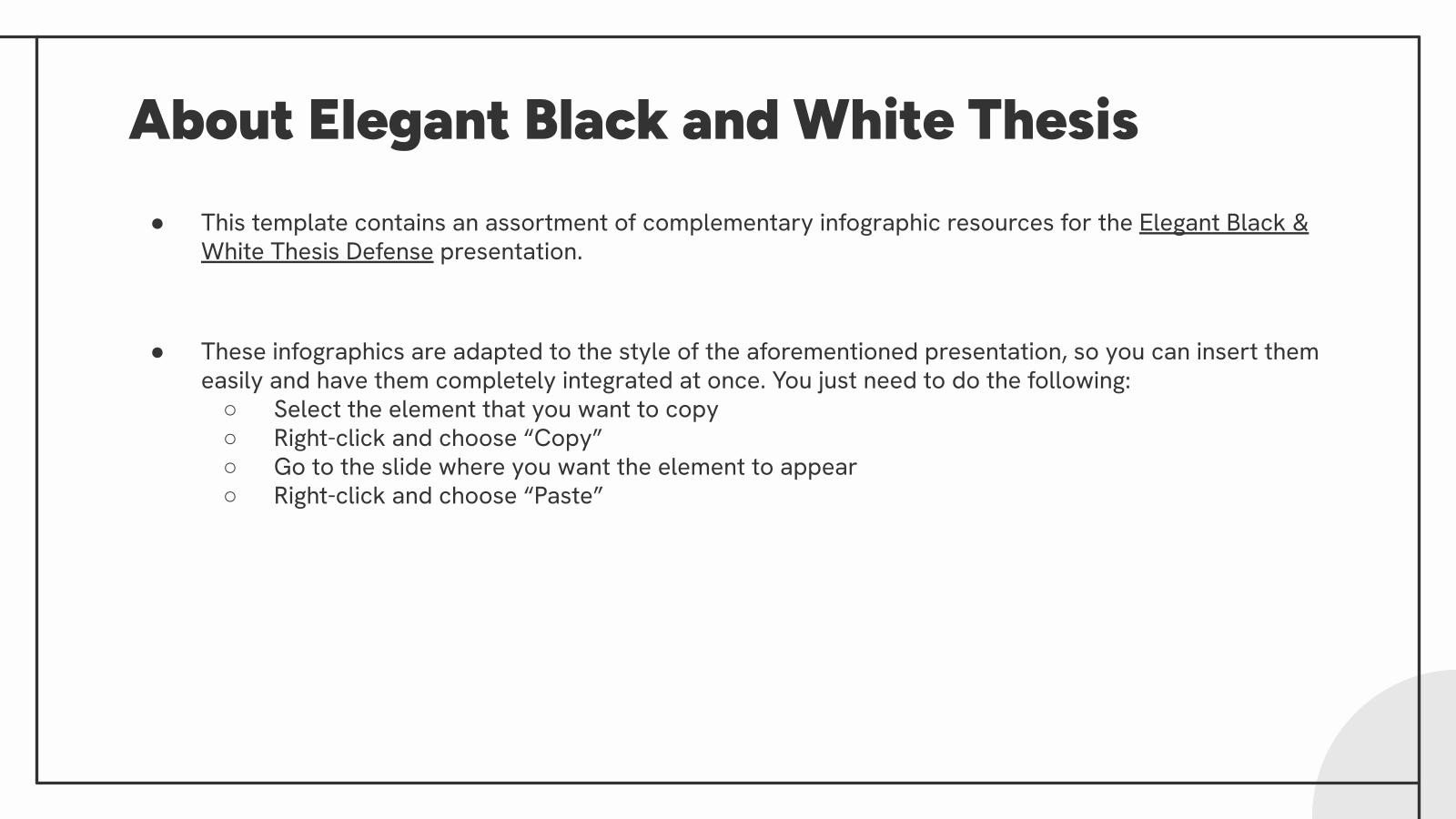 Elegant Black & White Thesis Defense Infographics Template