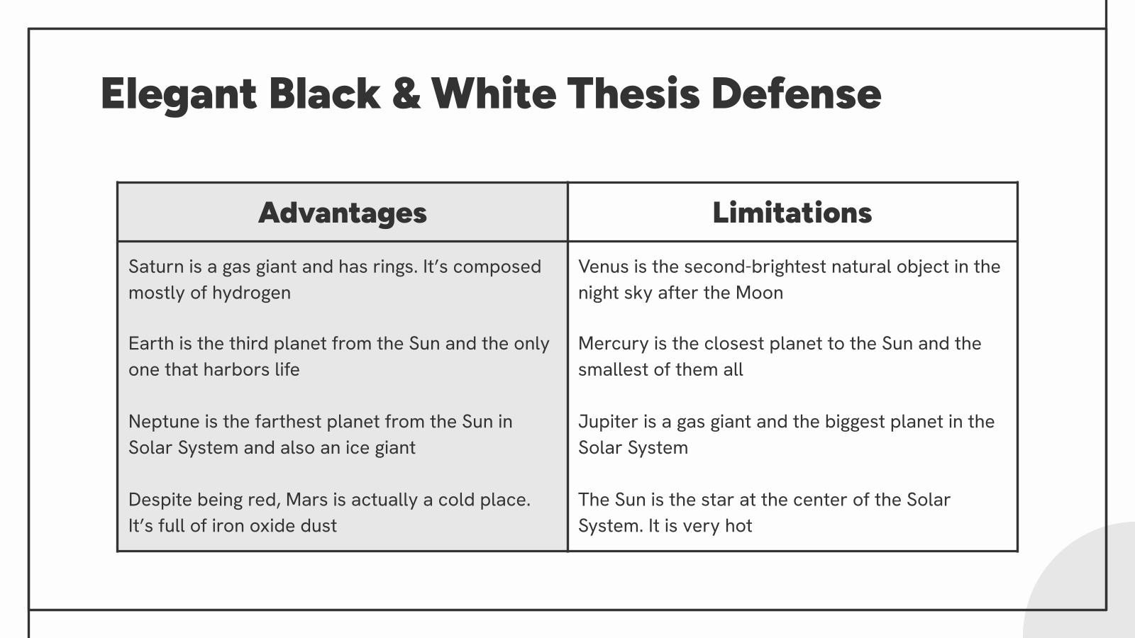 Elegant Black & White Thesis Defense Infographics Template