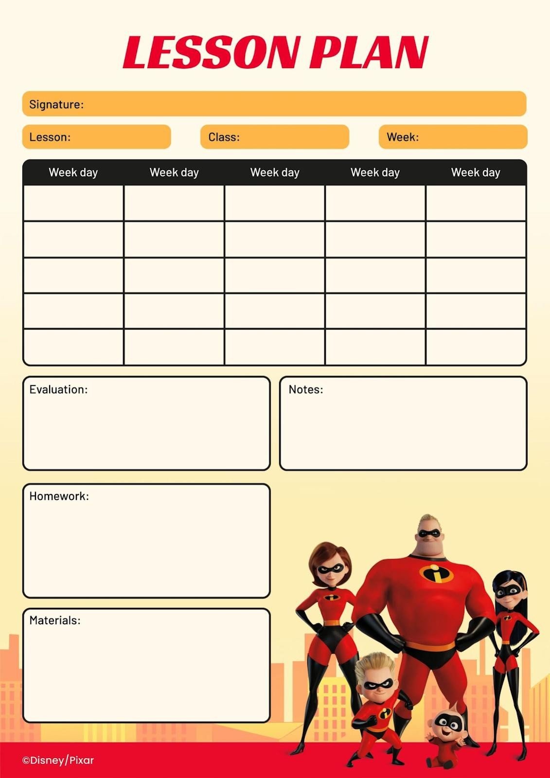 The Incredibles Lesson Plan Presentation