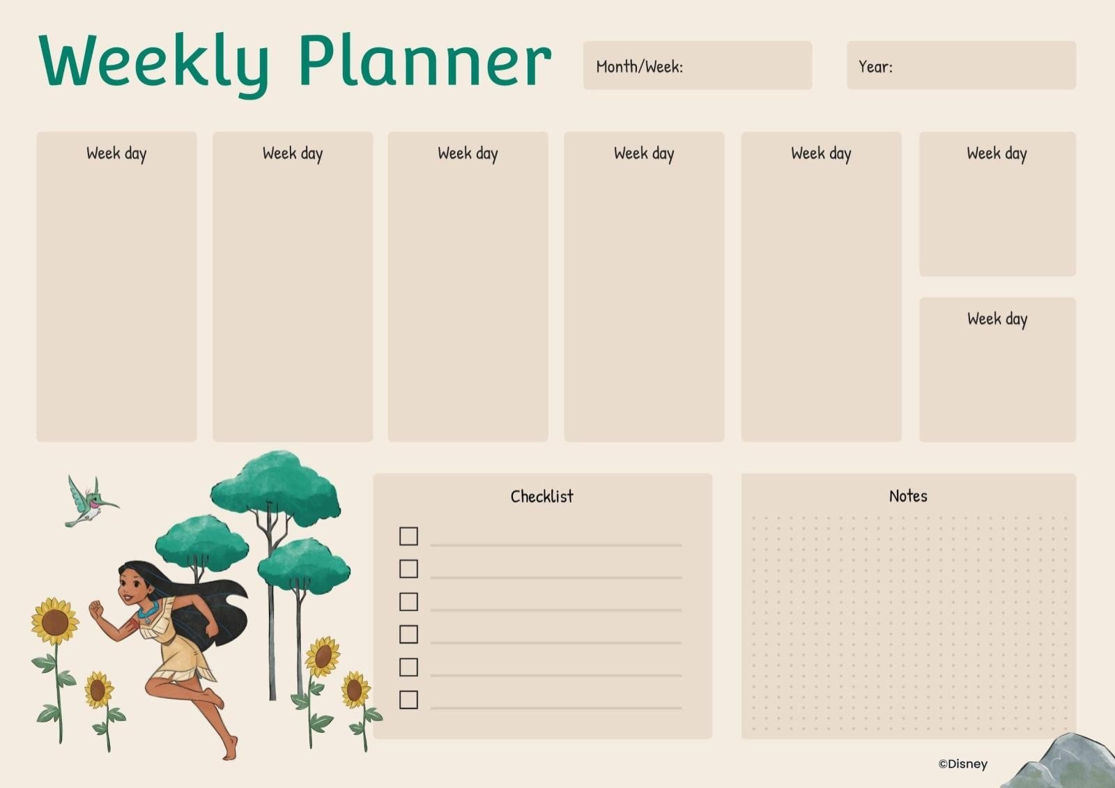 Pocahontas Weekly Planner Presentation