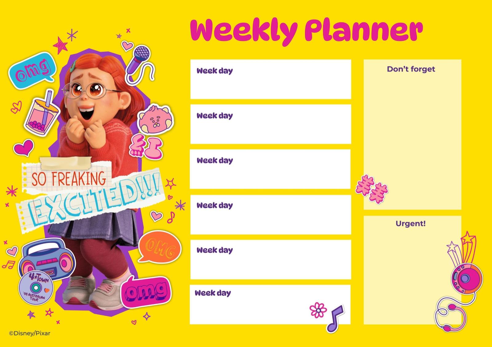 Turning Red Weekly Planner Presentation