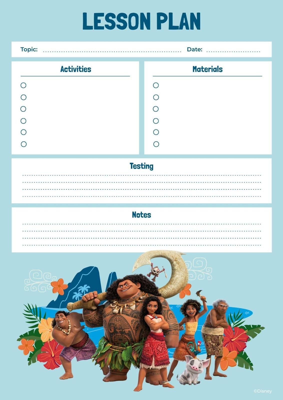 Moana 2 Lesson Plan Template