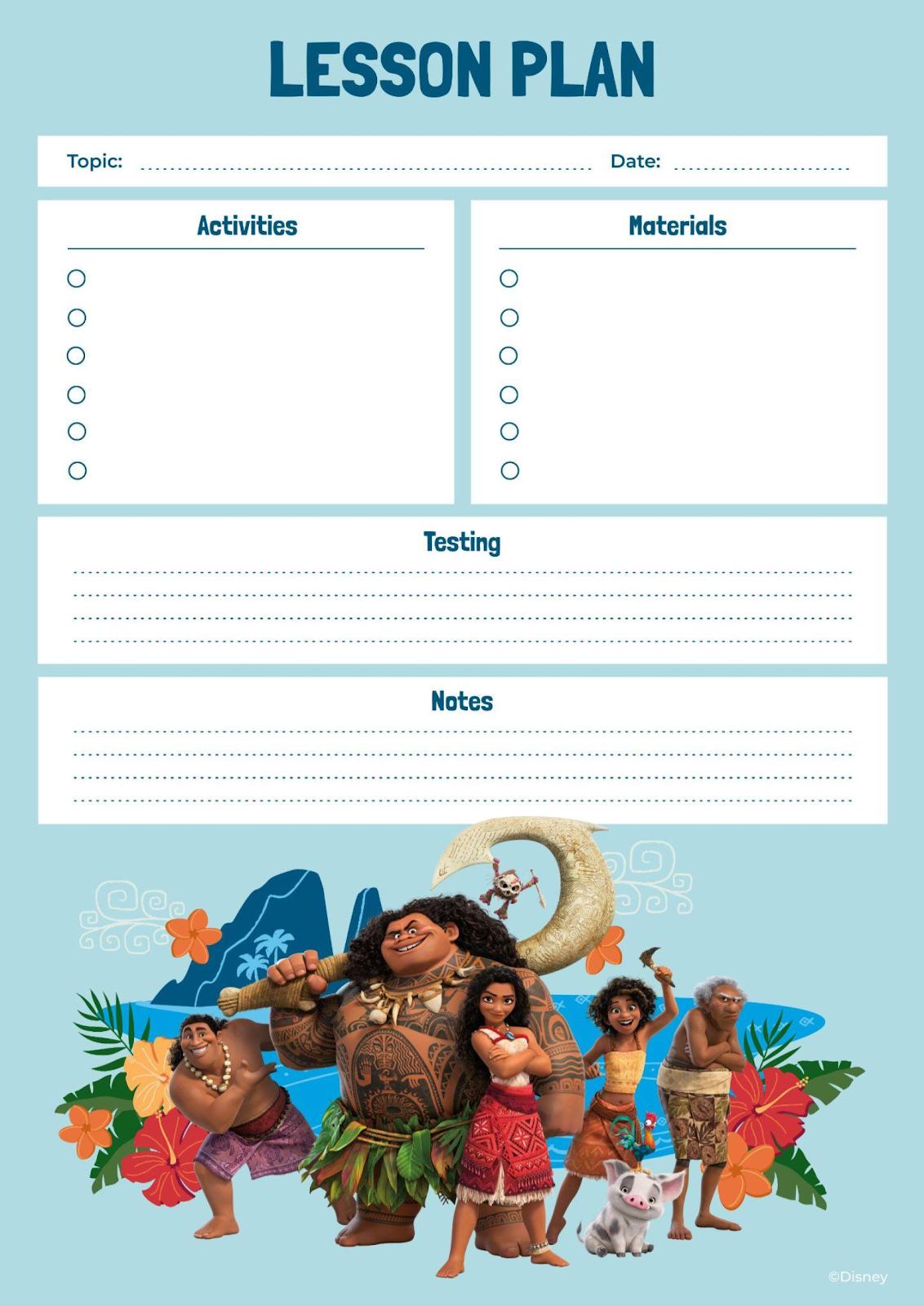 Moana 2 Lesson Plan Template