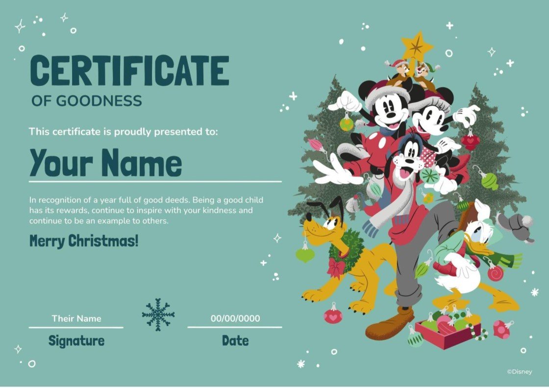 Mickey Mouse and Friends Christmas Certificate Presentation