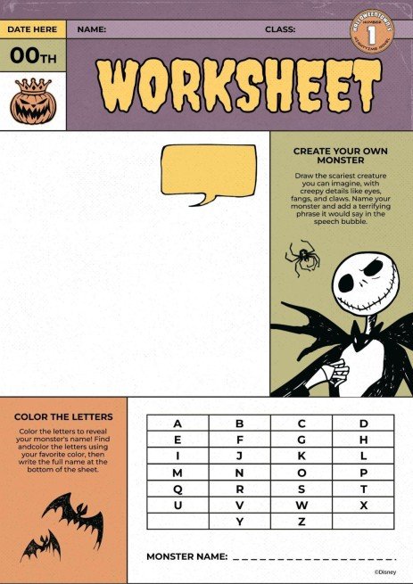 Tim Burton's The Nightmare Before Christmas Worksheet