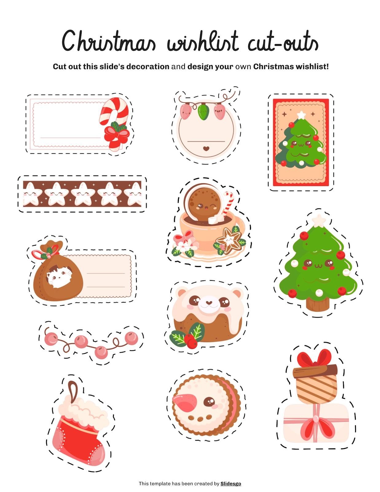 Christmas Wishlist Cut-outs Template