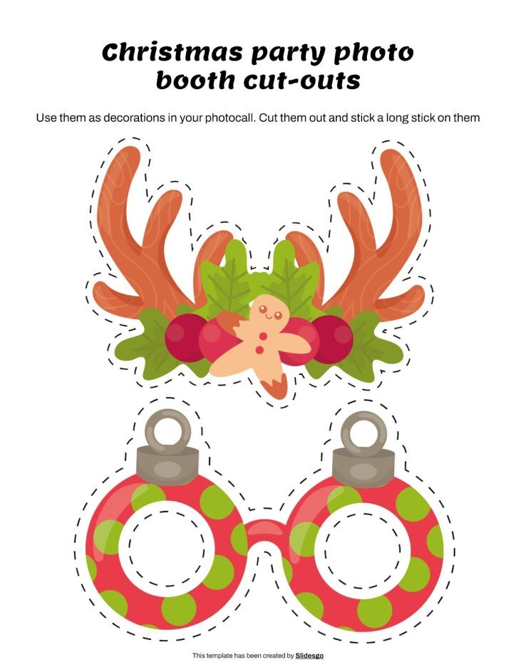 Christmas Party Photo Booth Cut-outs Template