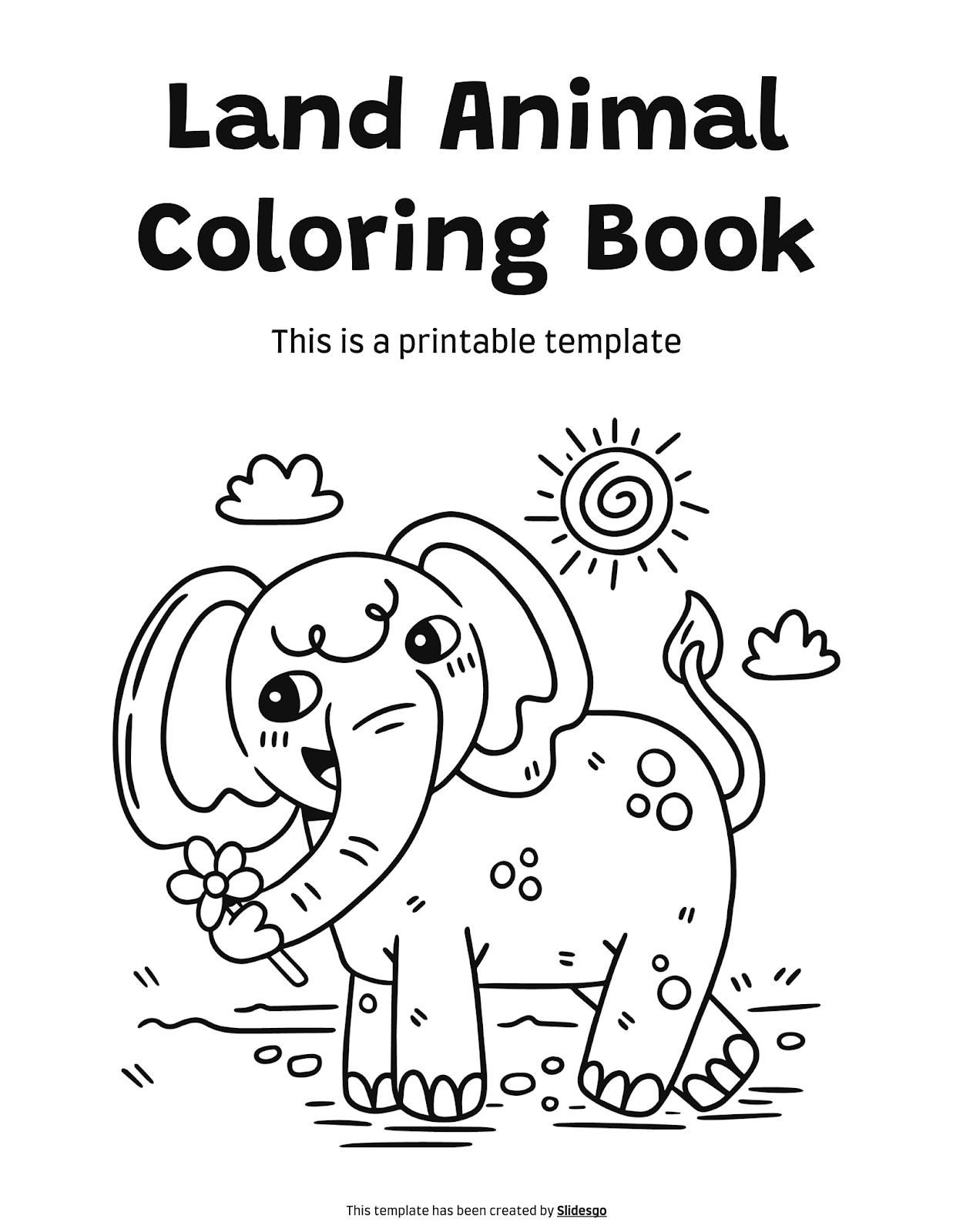 Land Animal Coloring Book Template