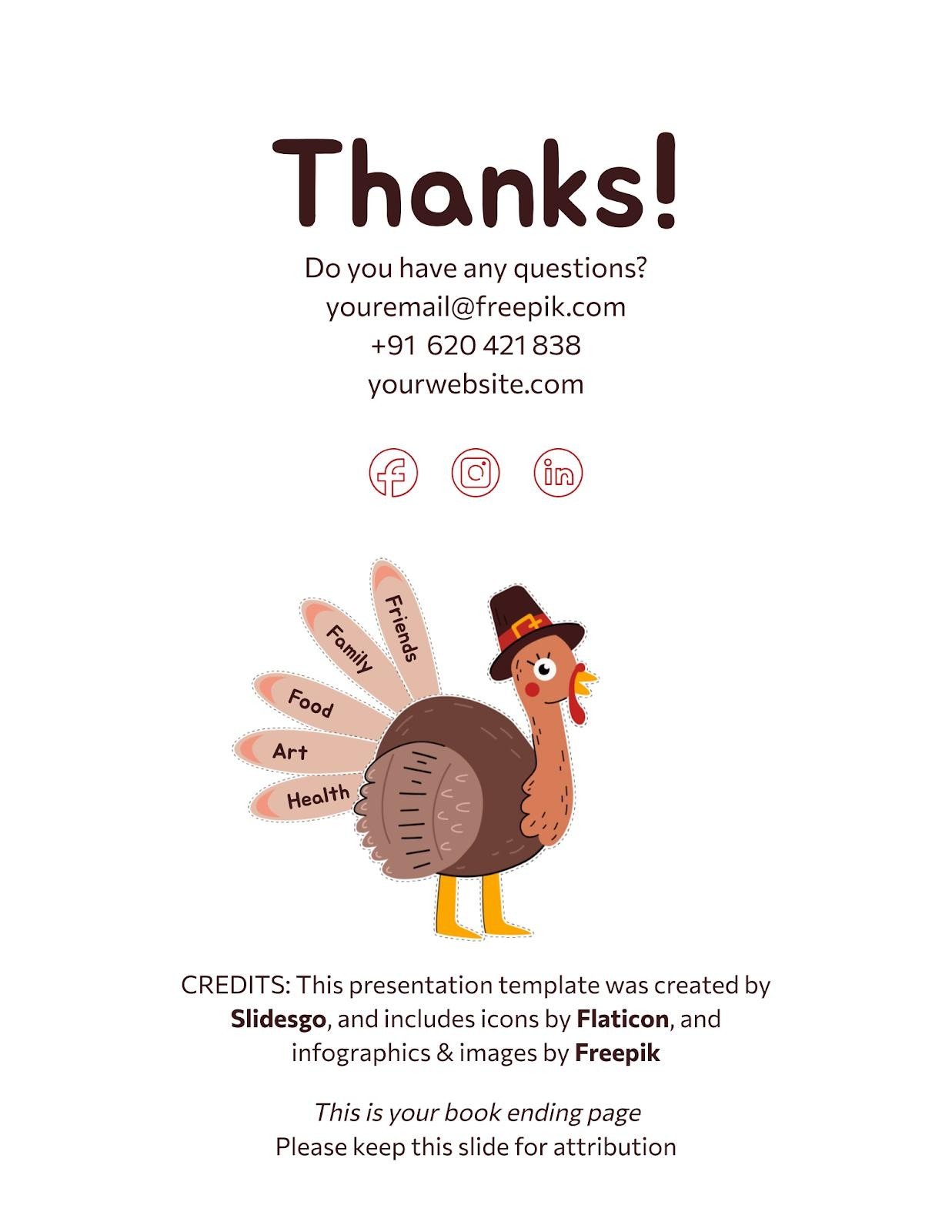 Gratitude Thanksgiving Turkey Cut-outs Template