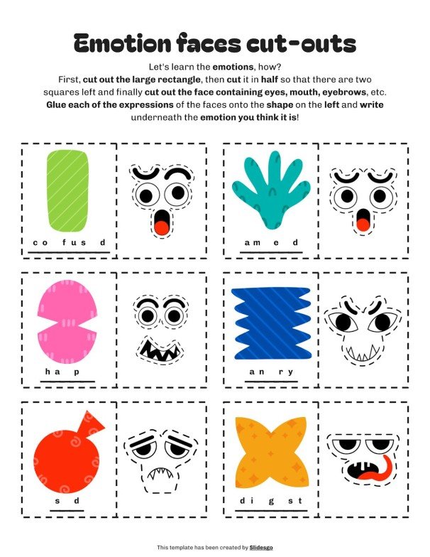 Emotion Faces Cut-outs Template