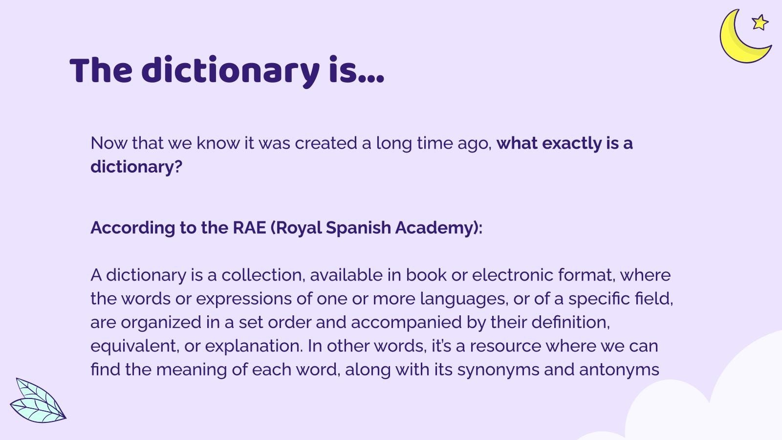 The Dictionary Presentation