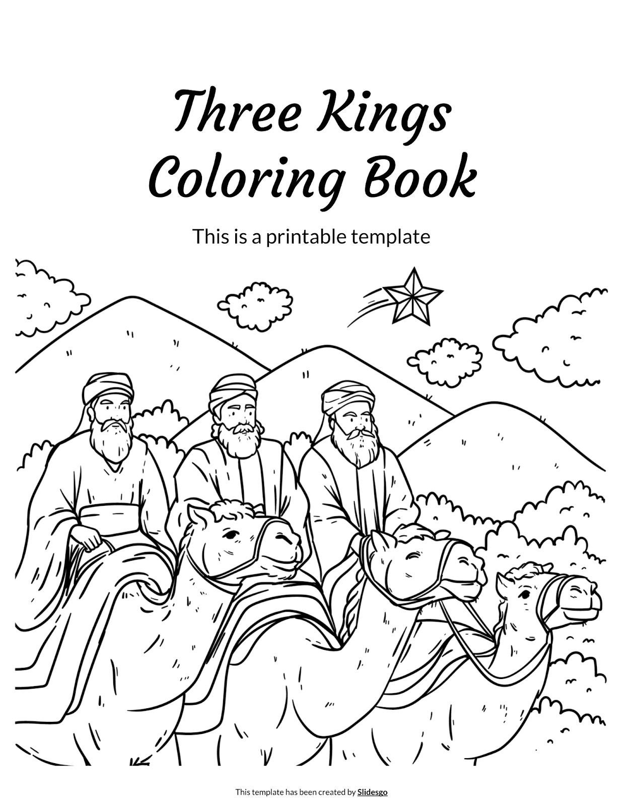 Three Kings Coloring Book Template