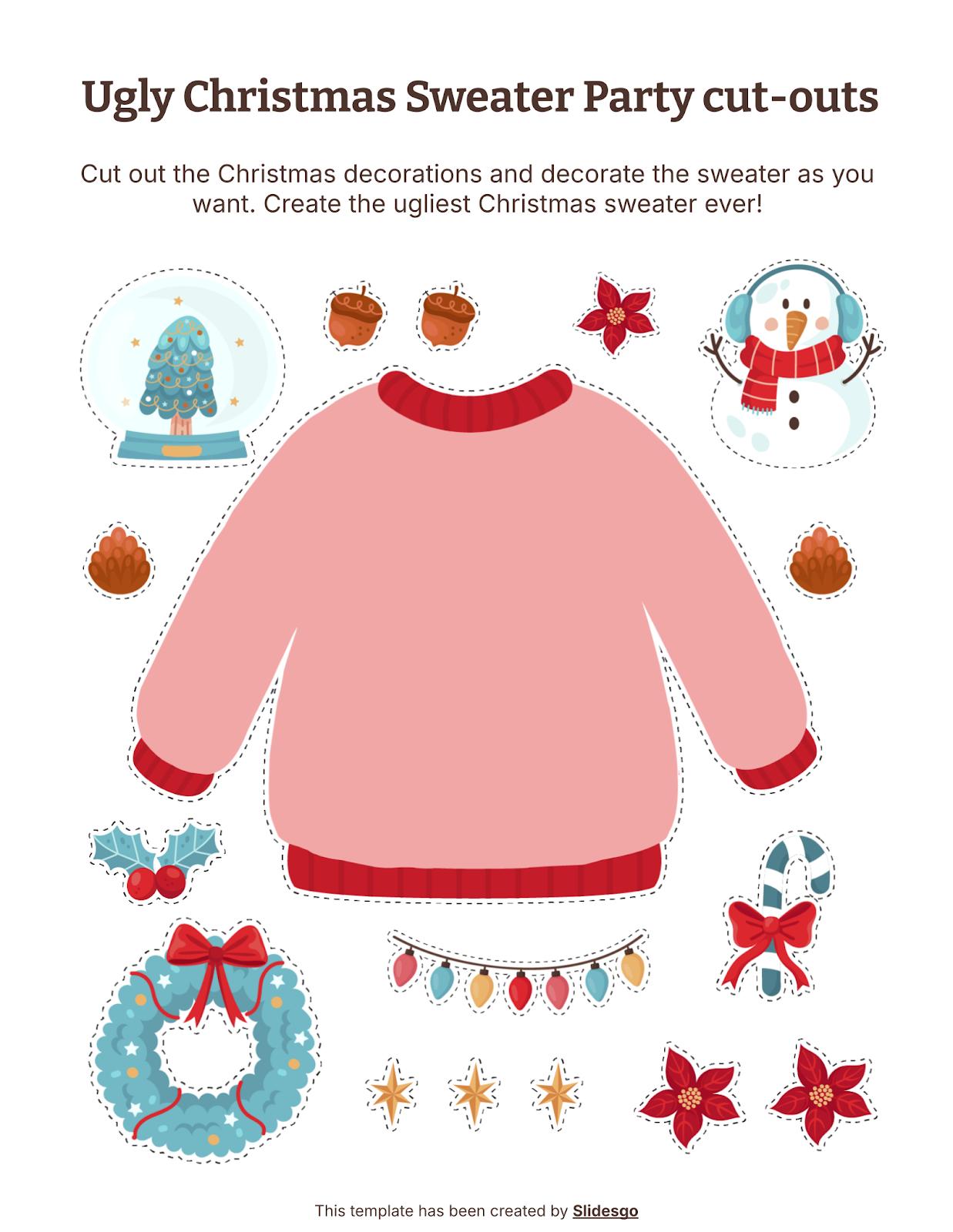 Ugly Christmas Sweater Party Cut-outs Template