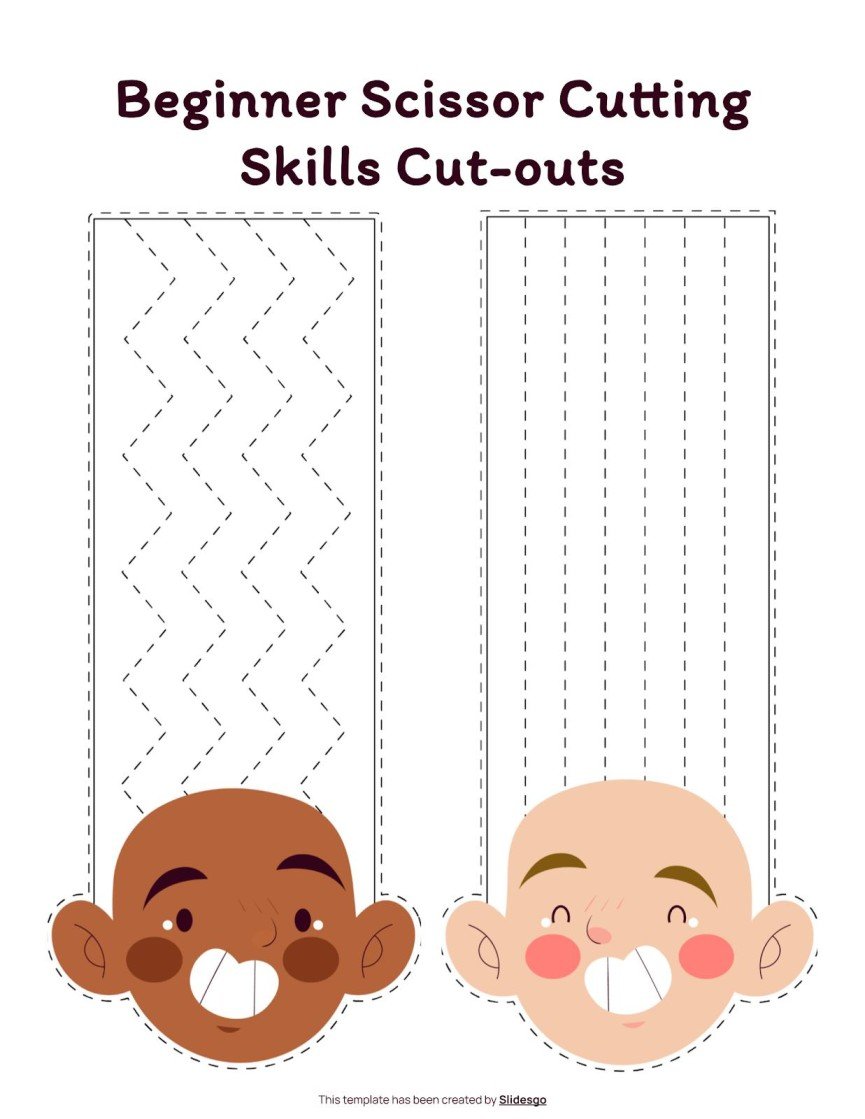 Beginner Scissor Cutting Skills Cut-outs Template