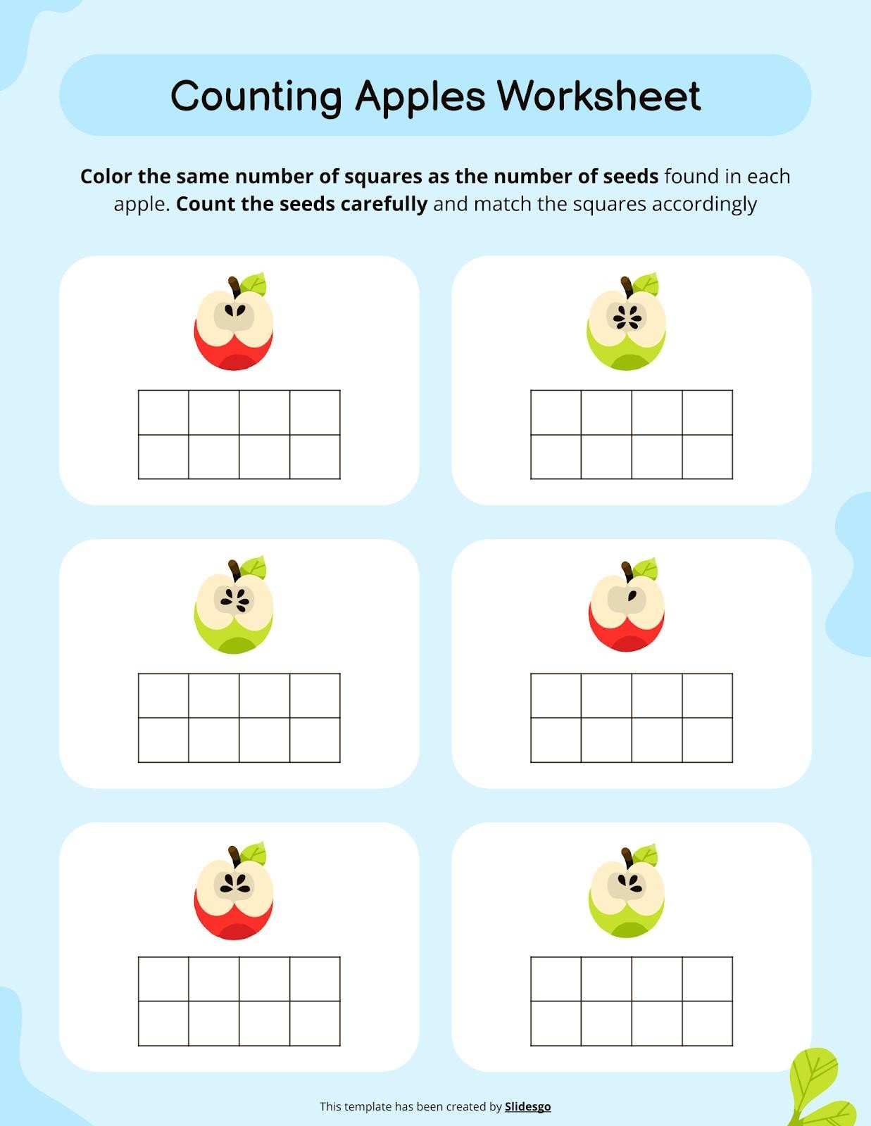 Counting Apples Worksheet Template