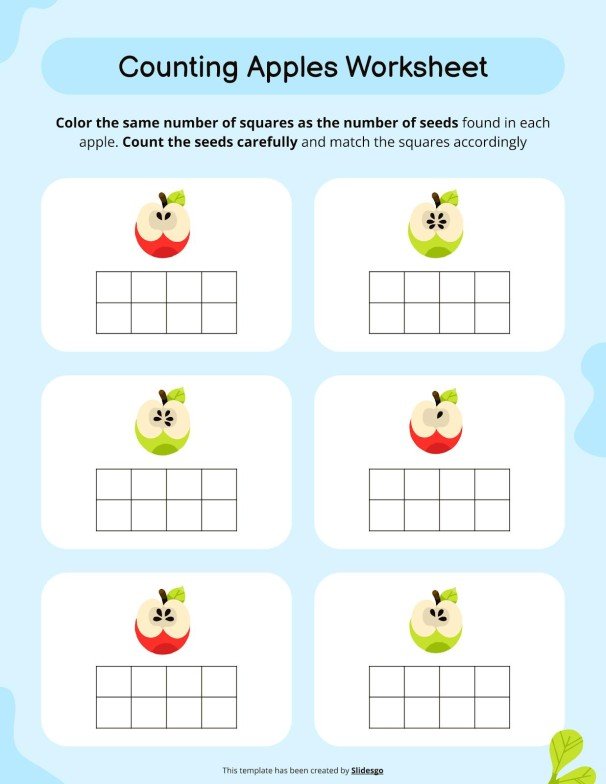 Counting Apples Worksheet Template