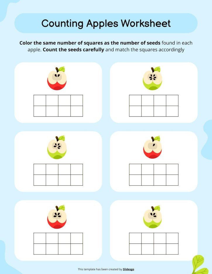 Counting Apples Worksheet Template