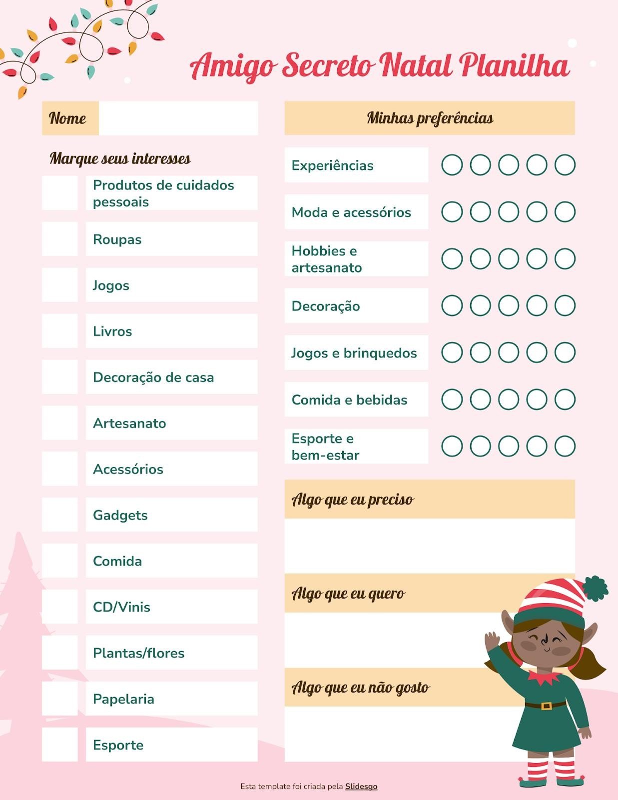 Secret Santa Worksheet Presentation