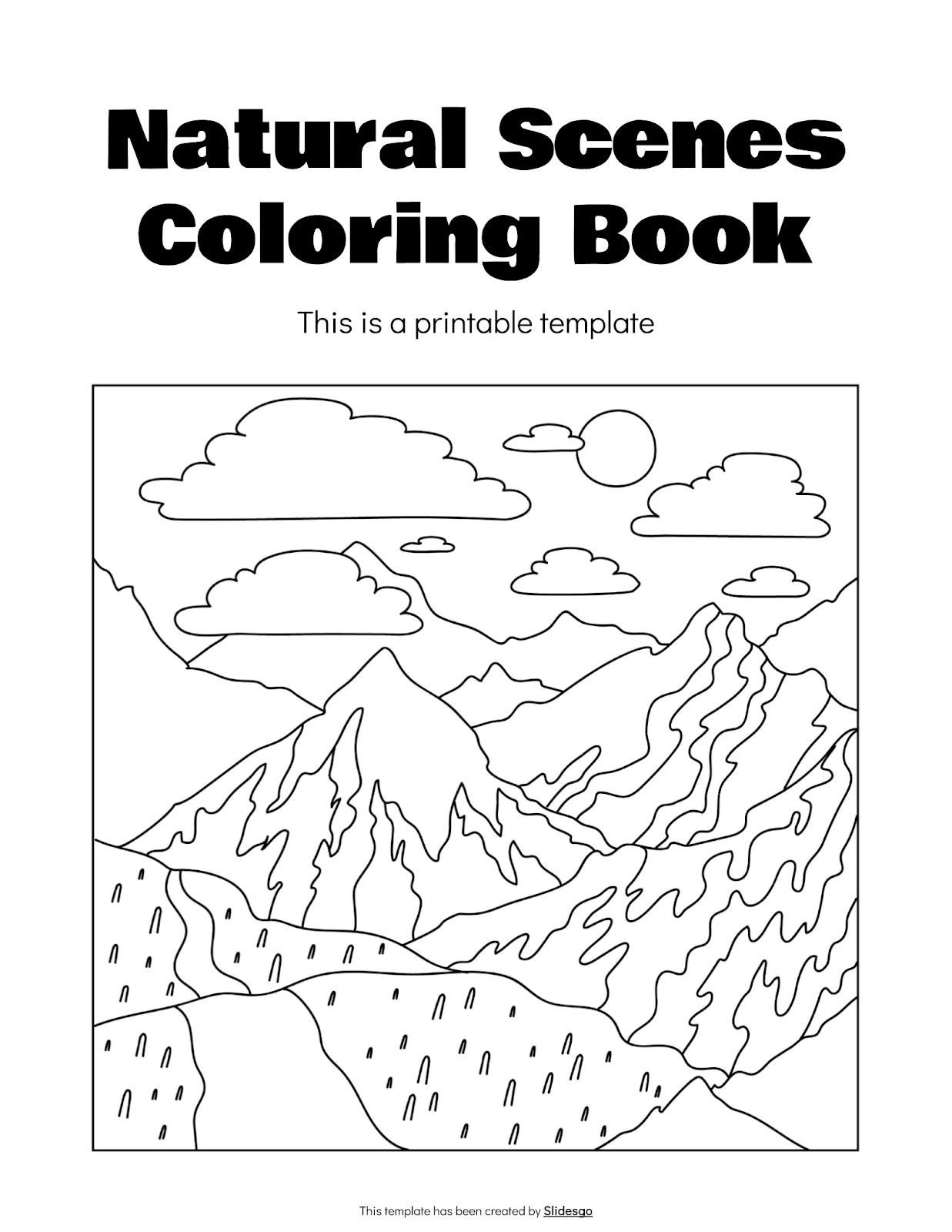 Nature Scenes Coloring Book Template