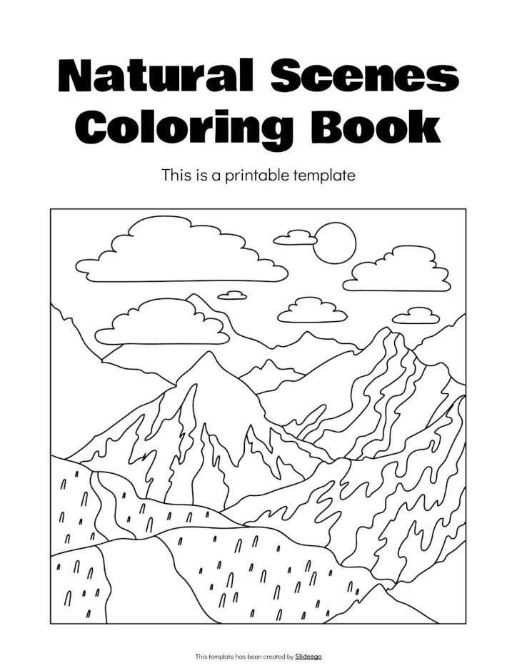 Nature Scenes Coloring Book Template