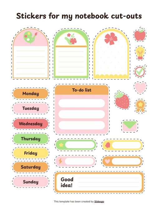 Stickers for My Notebook Cut-outs Template