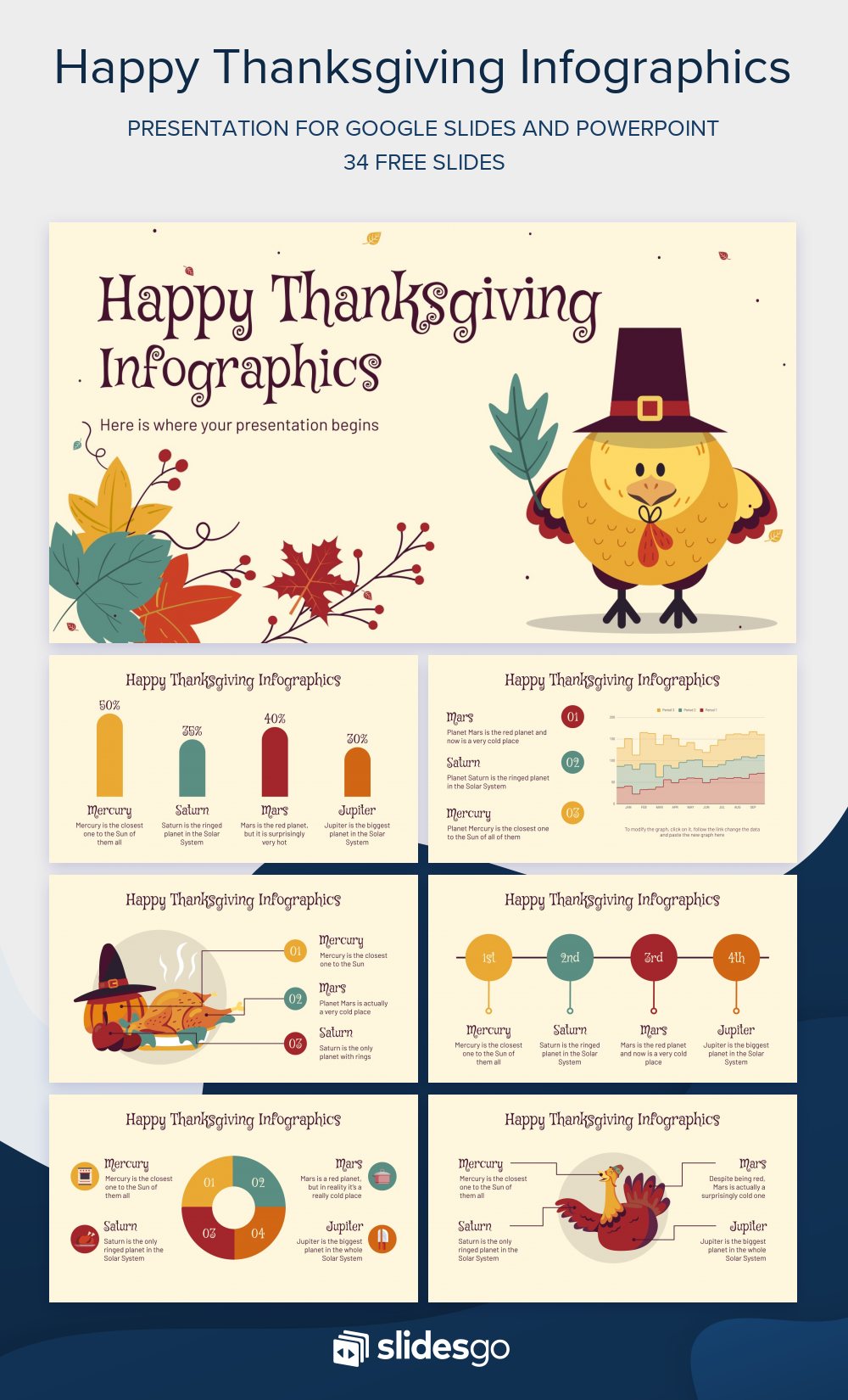 Happy Thanksgiving Infographics | Google Slides & PowerPoint