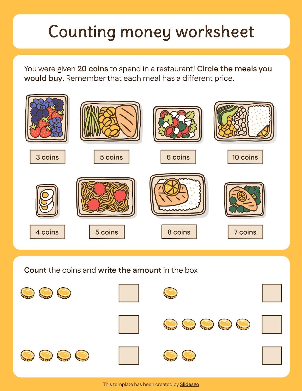 Counting Money Worksheet Template